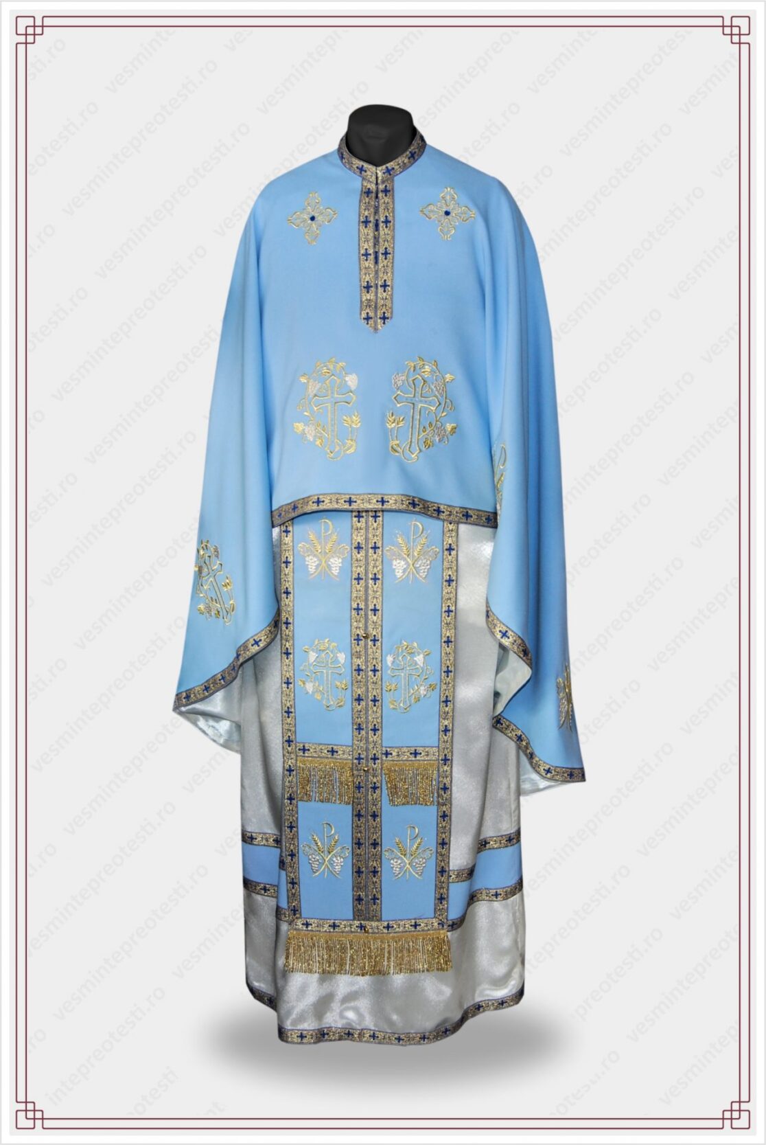 Vesminte preotesti cu monograma lui Hristos si cruci - albastru ...