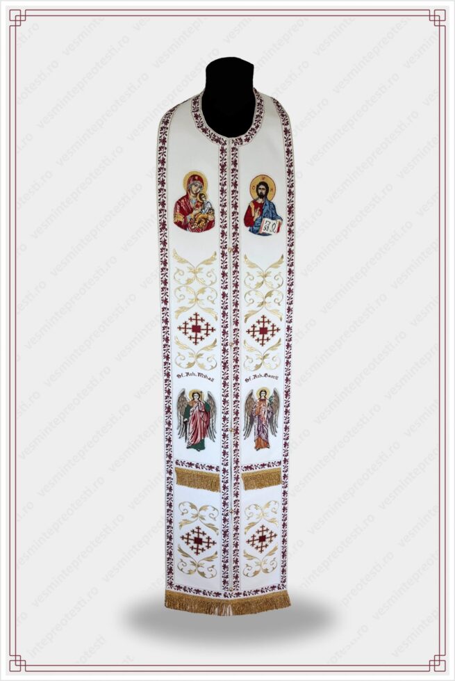 Epitrahil brodat cu icoane si crucea patriarhala EPI-76