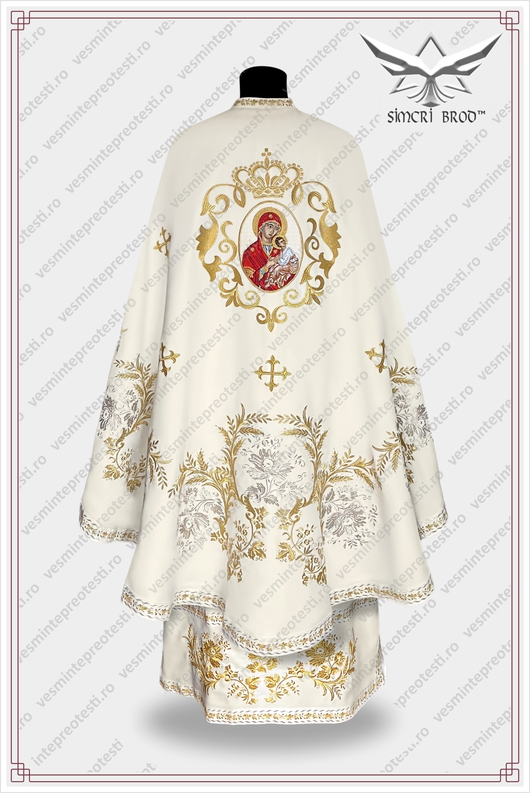 Vesminte brodate cu motive florale si vulturul bicefal - crem - SIMCRI ...