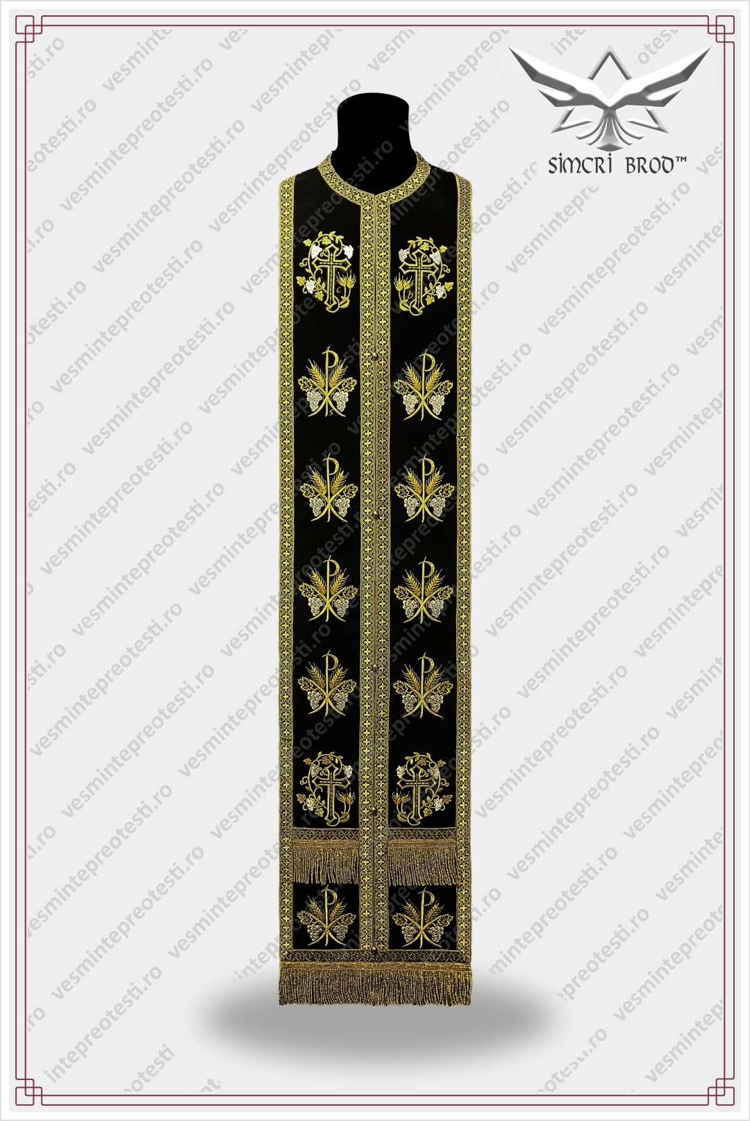 Vesminte preotesti cu monograma lui Hristos si cruci - negru - SIMCRI ...