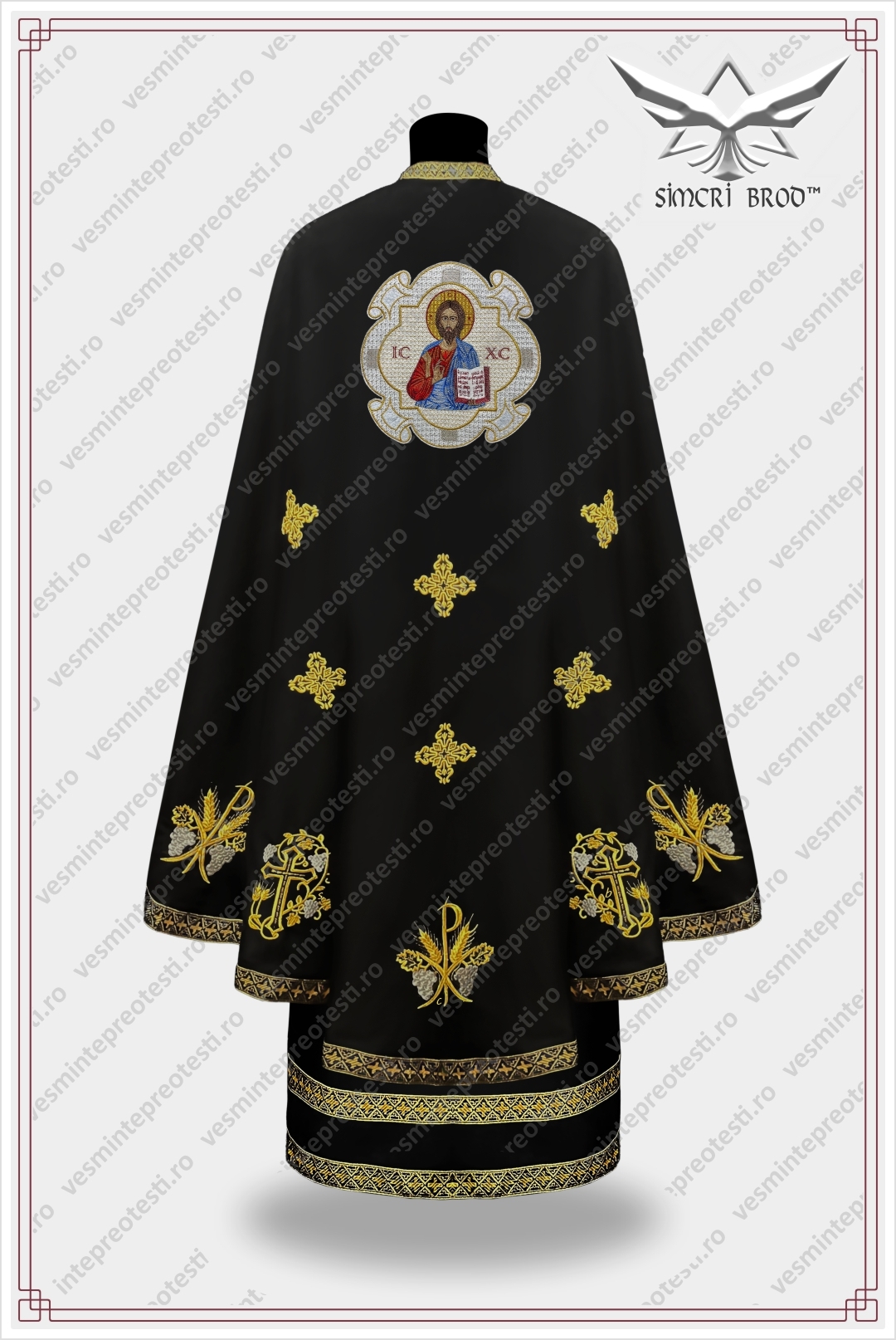Vesminte preotesti cu monograma lui Hristos si cruci - negru - SIMCRI ...