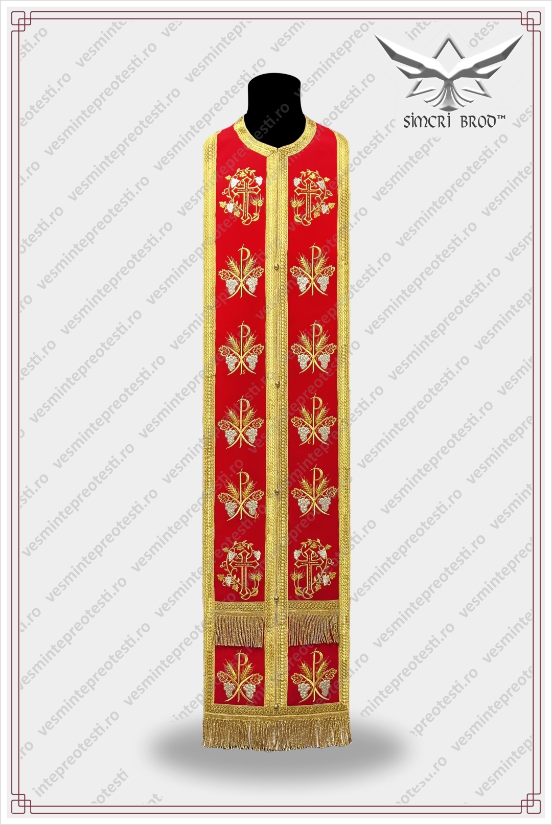 Vesminte preotesti cu monograma lui Hristos si cruci - rosu - SIMCRI ...