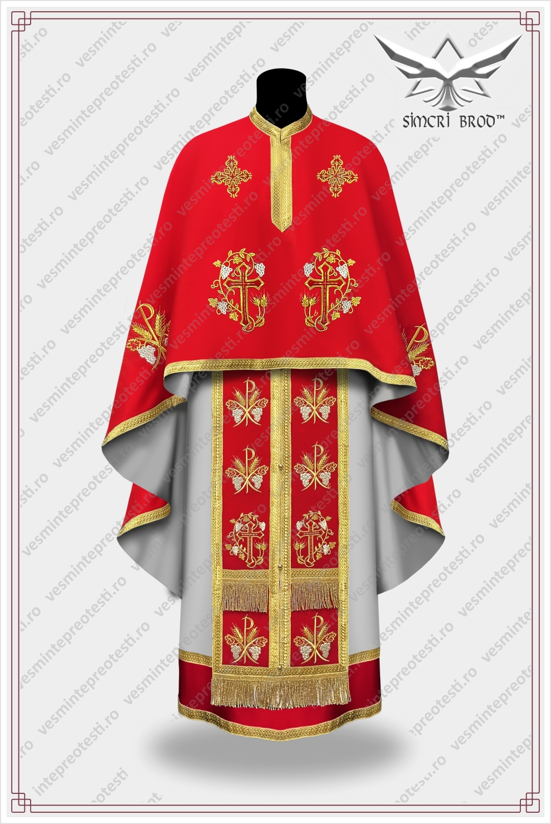 Vesminte preotesti cu monograma lui Hristos si cruci - rosu - SIMCRI ...