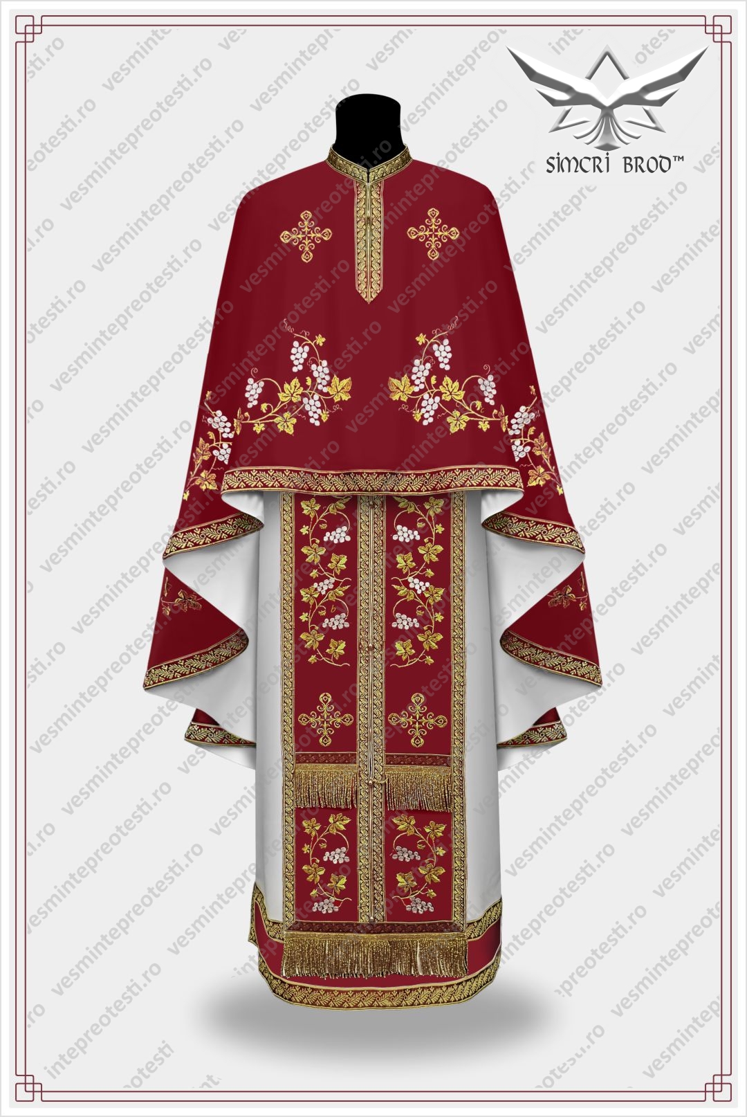 Vesmant brodat cu model vita de vie - grena - SIMCRI BROD-Vesminte ...