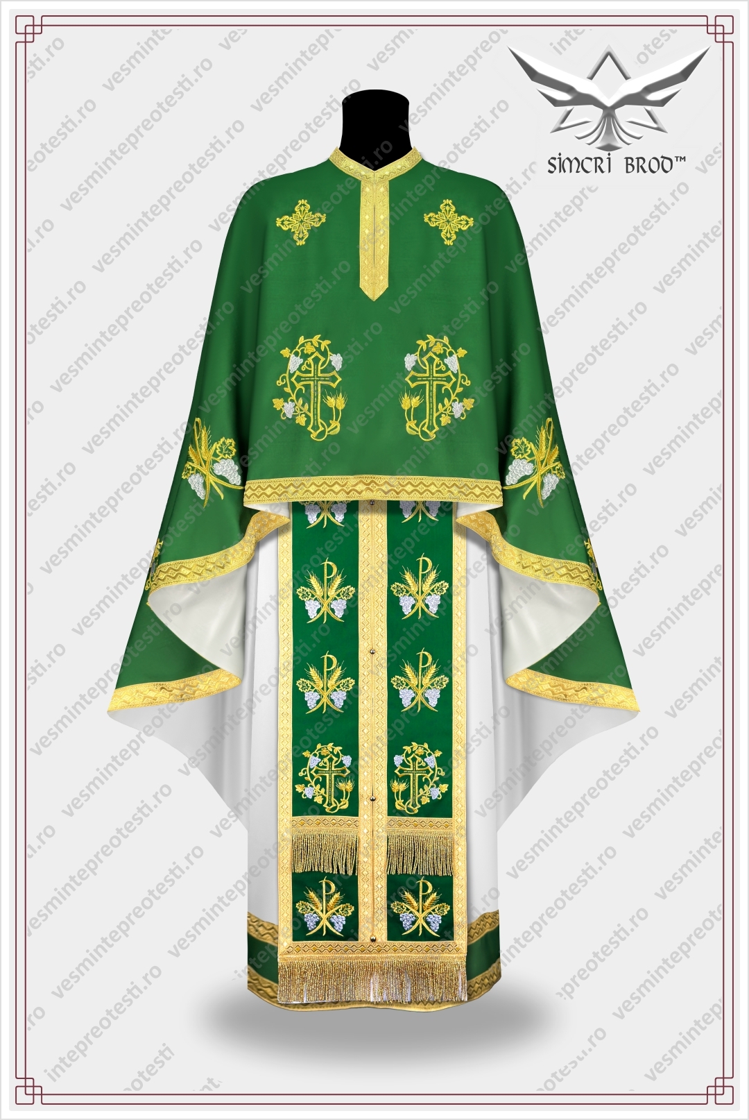 Vesminte preotesti cu monograma lui Hristos si cruci - verde - SIMCRI ...